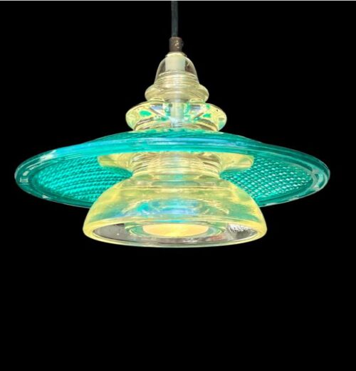 Insulator Light Pendant 12″ Trafficlight Lens Aqua 500 lumen – RailroadWare