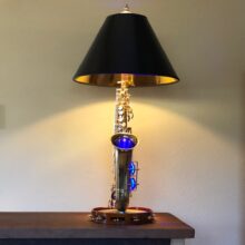 Saxophone Table Lamp & Blue Night Light with 10" Tambourine Base ...